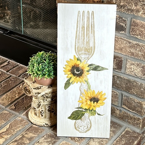 Accents | New Vintage Inspired Large Shabby Chic Kitchen Dining Fork Sunflower Wood Sign | Poshmark